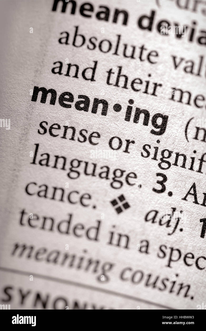 Selective focus on the word "meaning". Many more word photos in my ...
