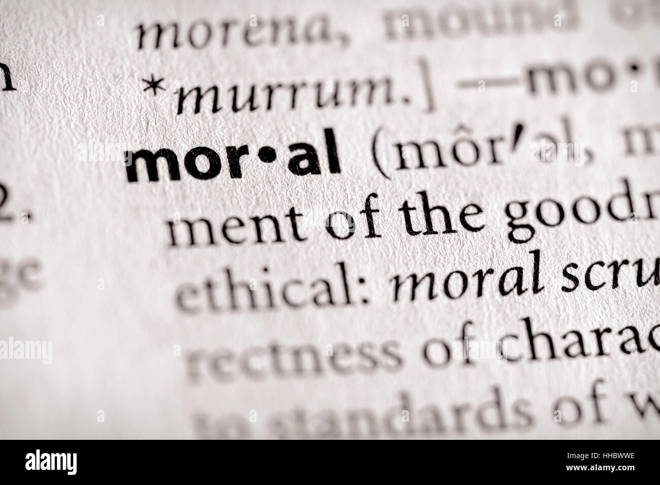 Selective focus on the word "moral". Many more word photos in my ...