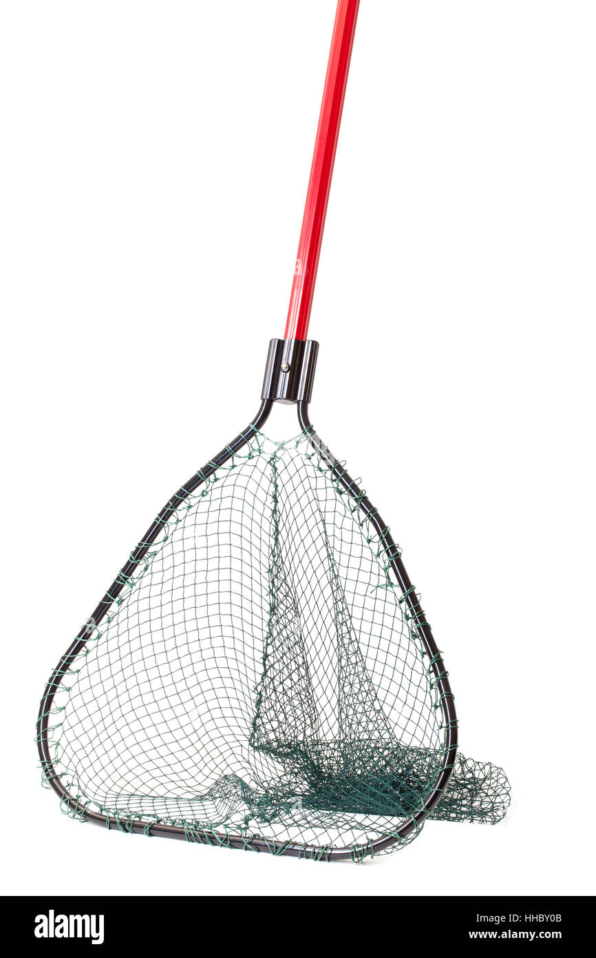 isolated, fish, net, outdoor, fishing, handle, equipment, mesh, empty ...