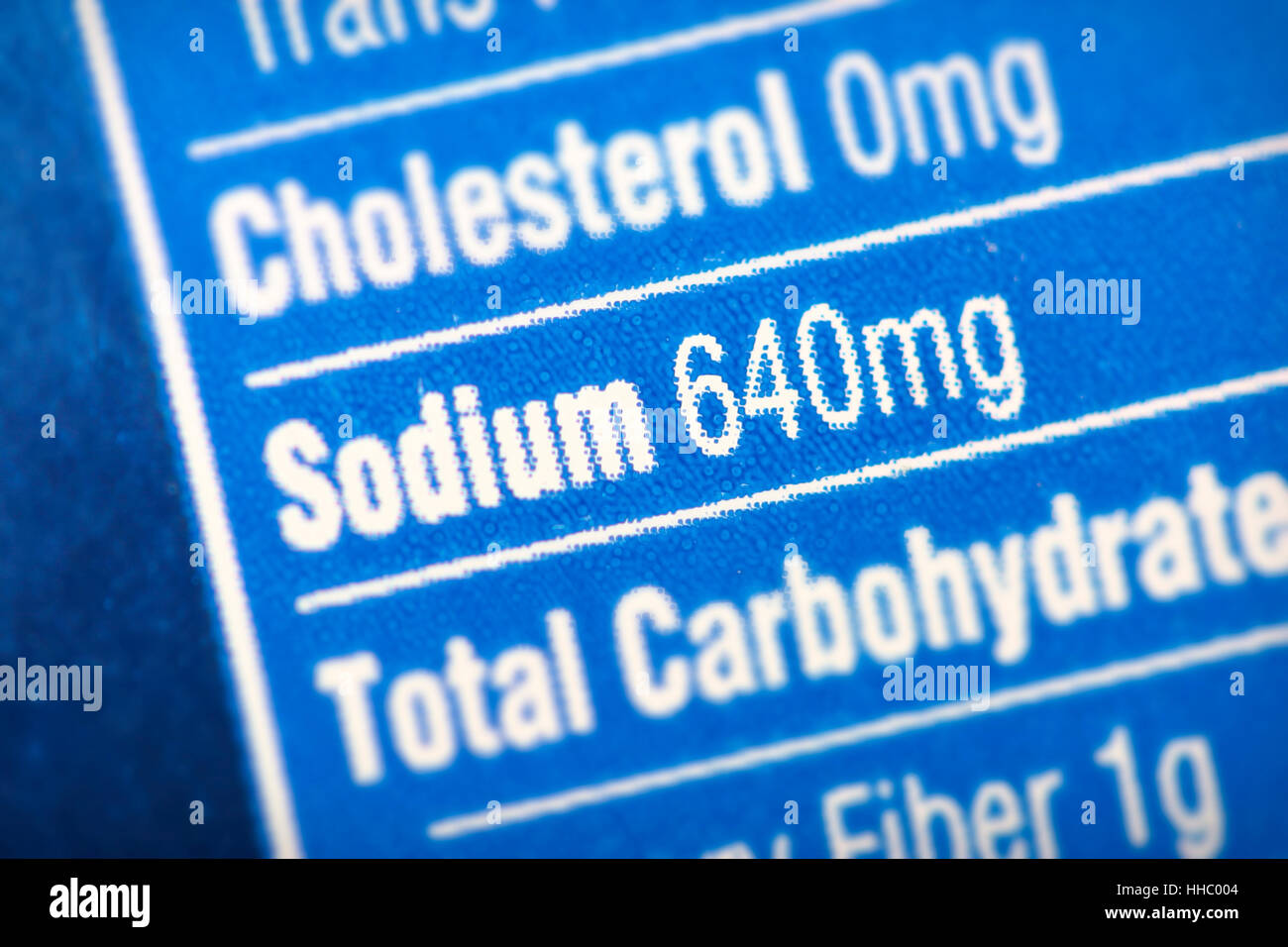 Nutritional label with focus on sodium/salt Stock Photo - Alamy