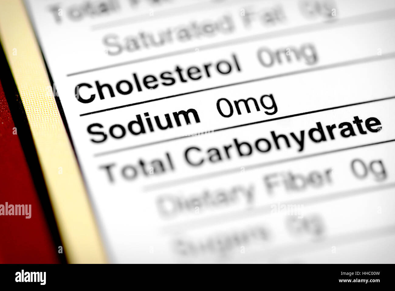 Nutritional label with focus on sodium Stock Photo - Alamy