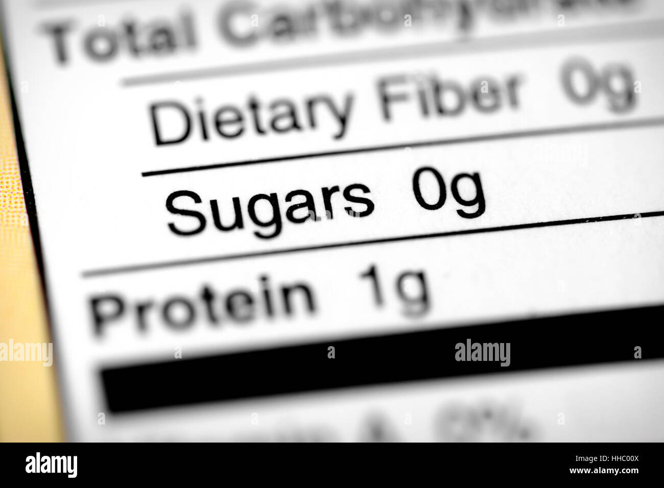Food label sugars hi-res stock photography and images - Alamy