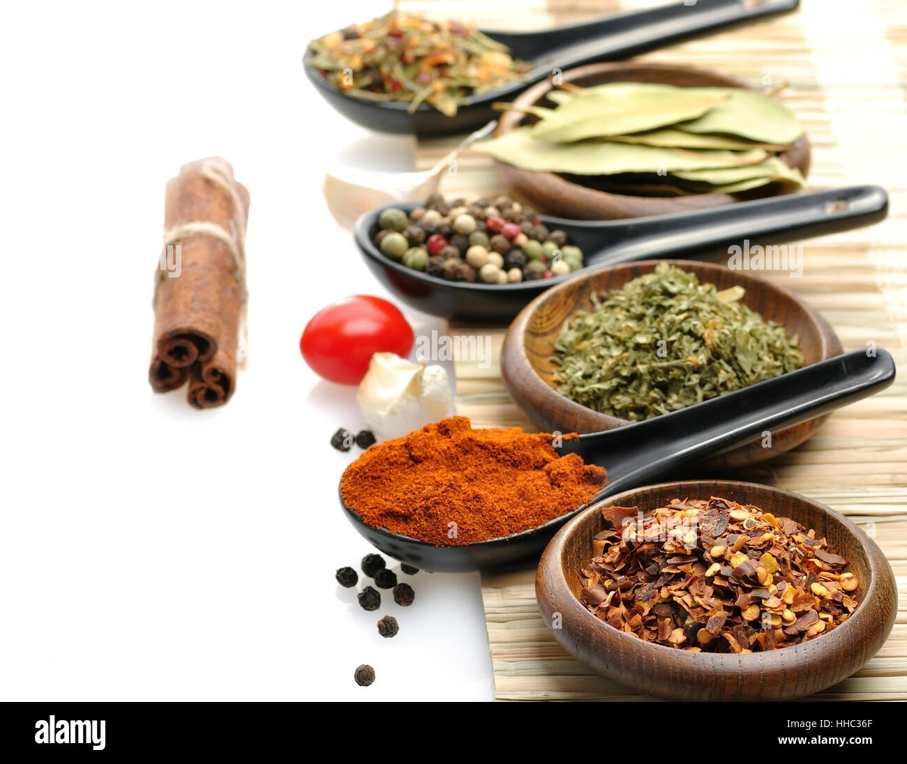 spice, bay, basil, assortment, backdrop, background, bowl, food ...