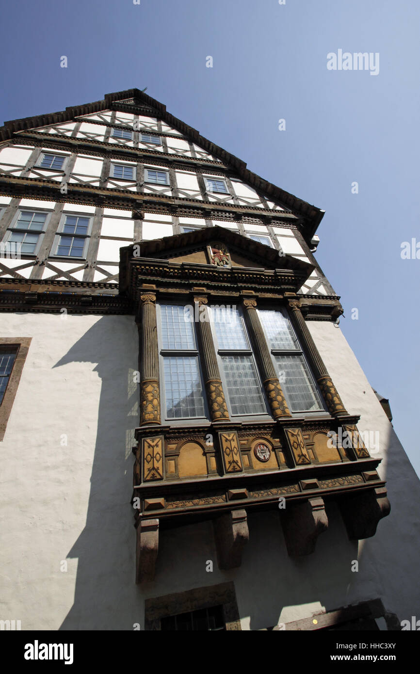 city, town, frame-work, germany, german federal republic, town hall ...