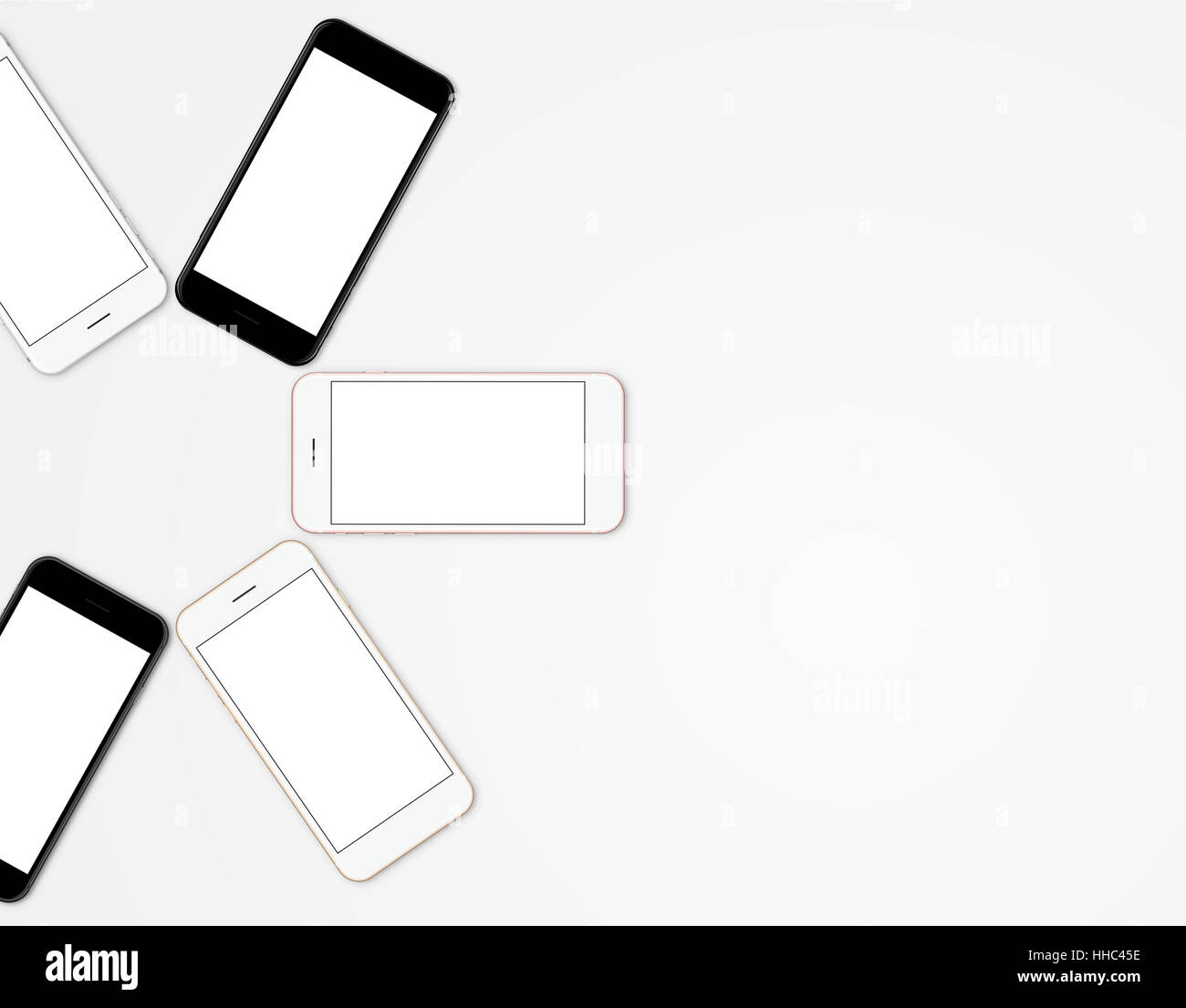 mock-up phone mobile color set blank screen, modern communication ...