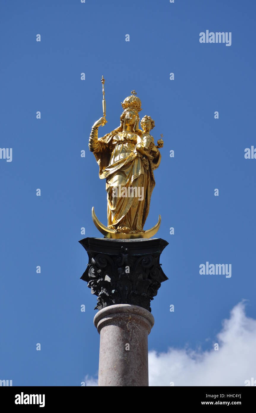sculpture, munich, Marienplatz, statue, statue, bavaria, munich ...