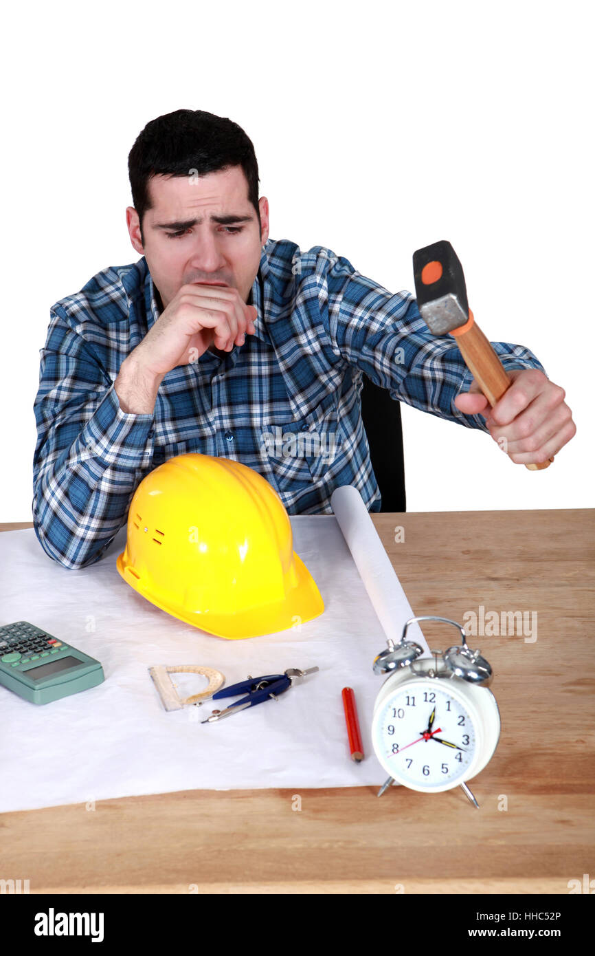 Man hit ring bell hammer hi-res stock photography and images - Alamy