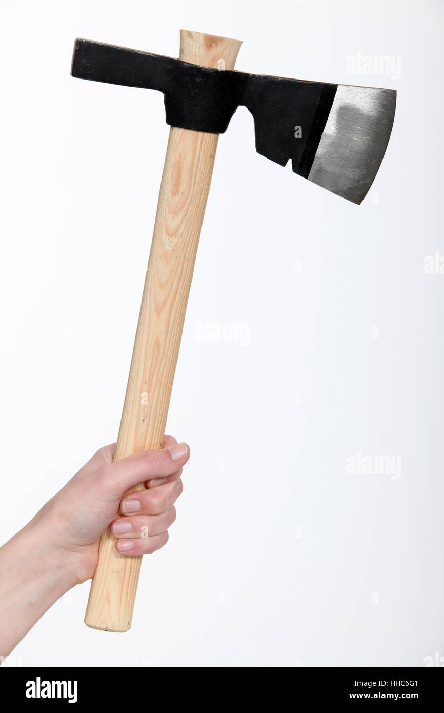 woman, danger, hand, tool, object, isolated, crime, metal, work ...