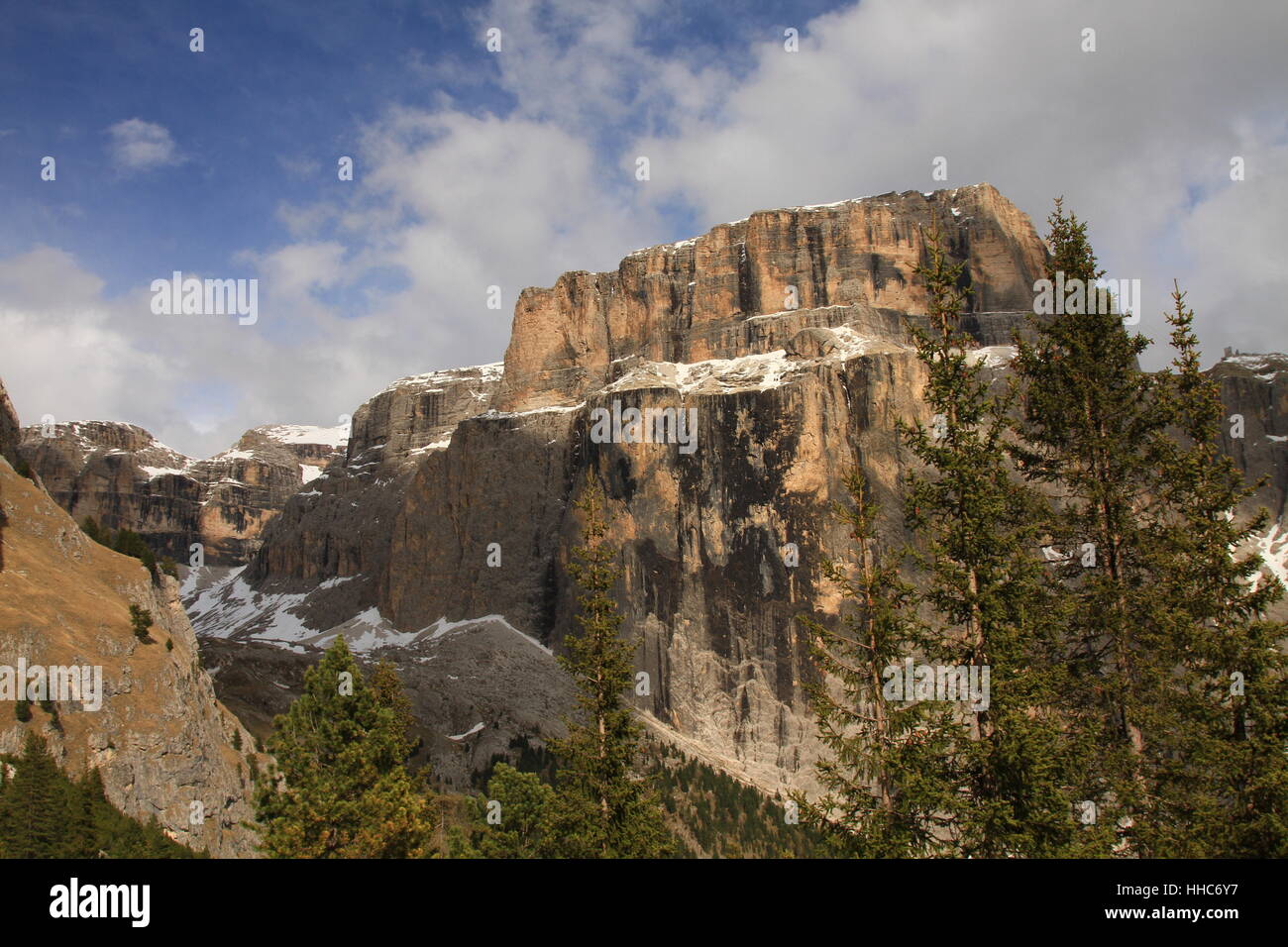 dolomites - panorama from the sella pass Stock Photo - Alamy