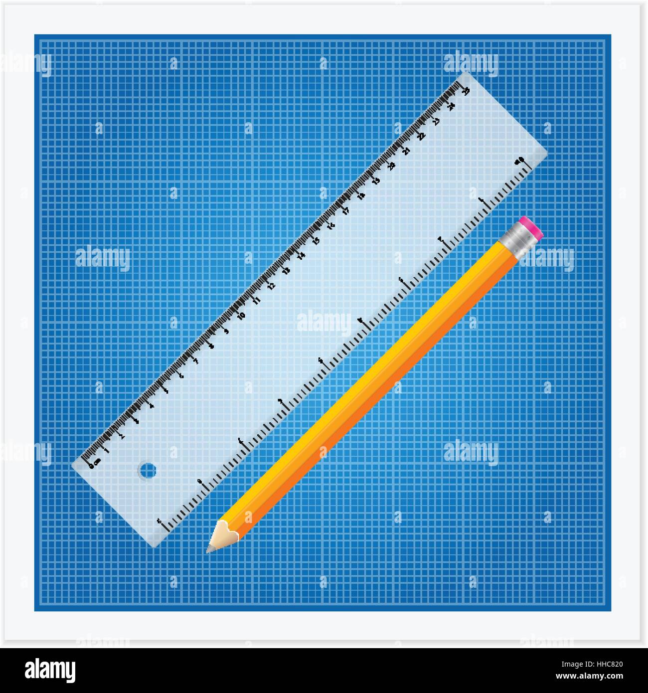 Blueprint and ruler instruments on a white background Stock Vector ...