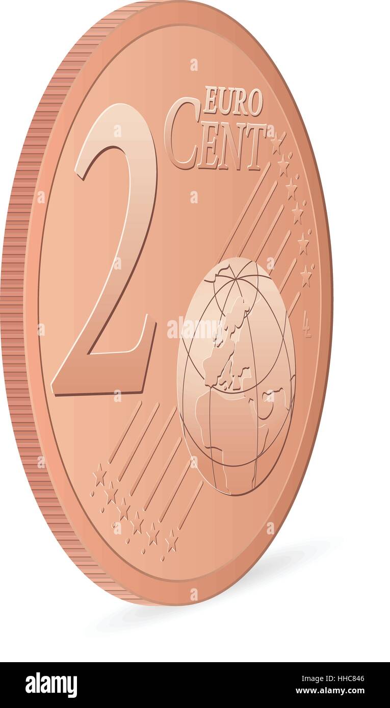 two euro cent coin on a white background. Vector illustration Stock ...