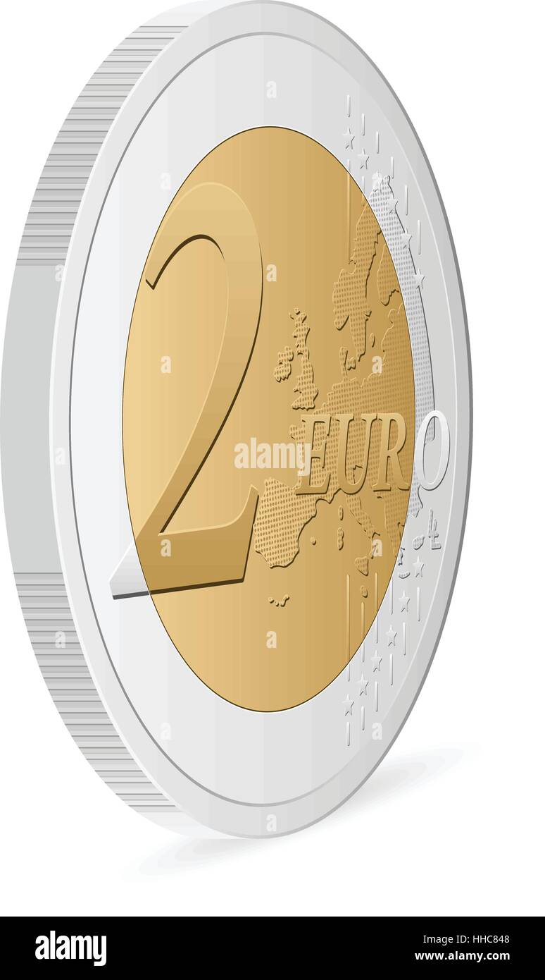 two euro coin on a white background. Vector illustration Stock Vector ...