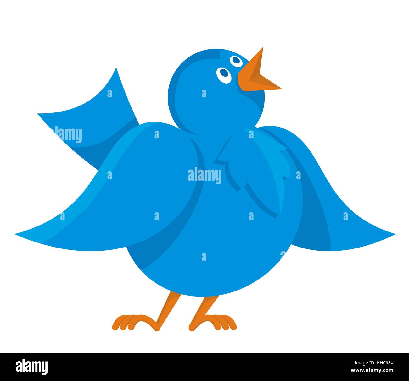 Cartoon illustration of funny cheerful blue bird communicating Stock ...