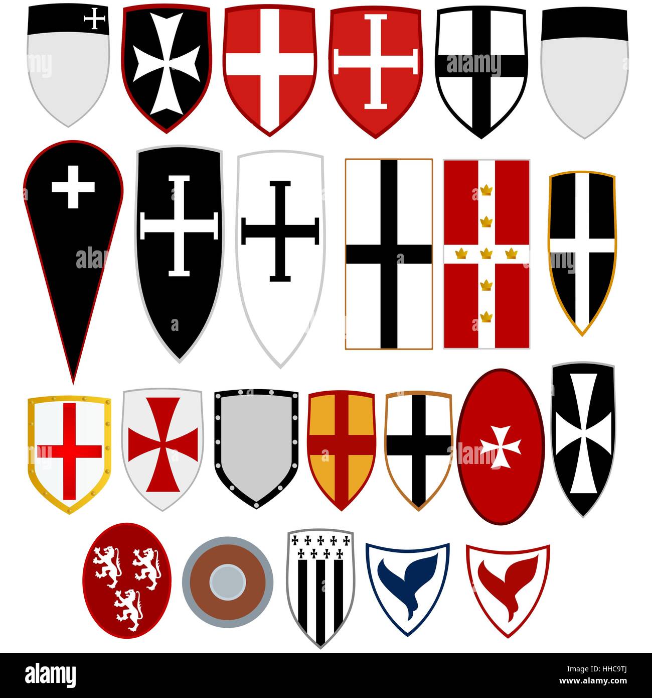 Shields medieval knights Stock Photo - Alamy
