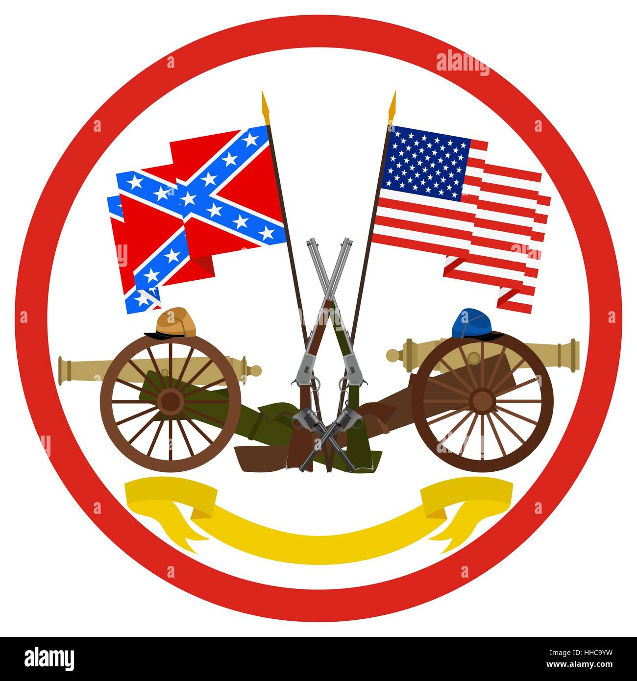 Icon with flags CSA and the US weapons were used in the Civil War in ...
