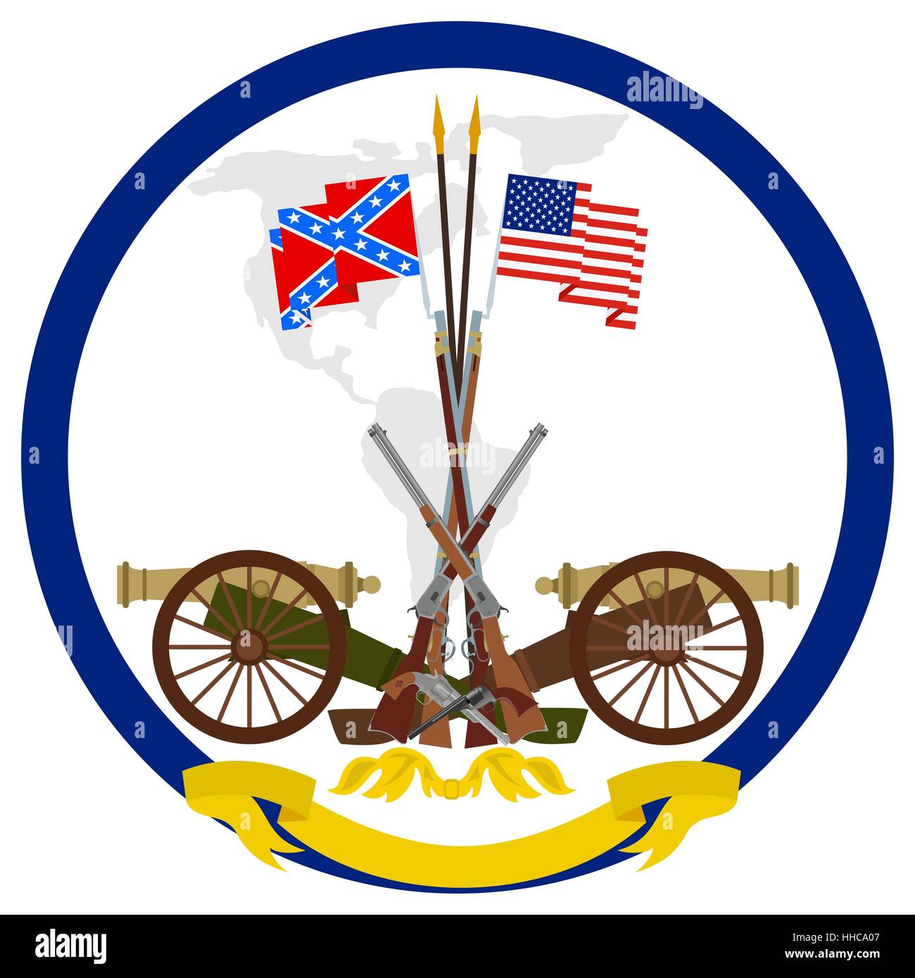 Icon with flags CSA and the US weapons were used in the Civil War in ...
