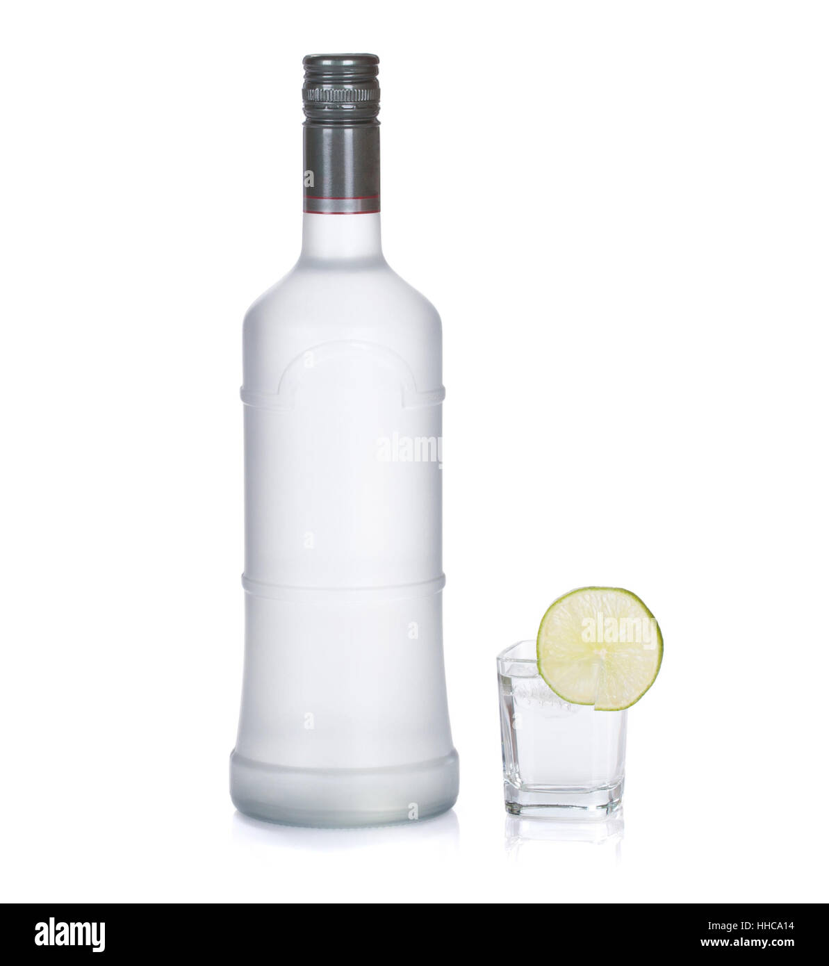 bottle of vodka with lime isolated on white Stock Photo - Alamy