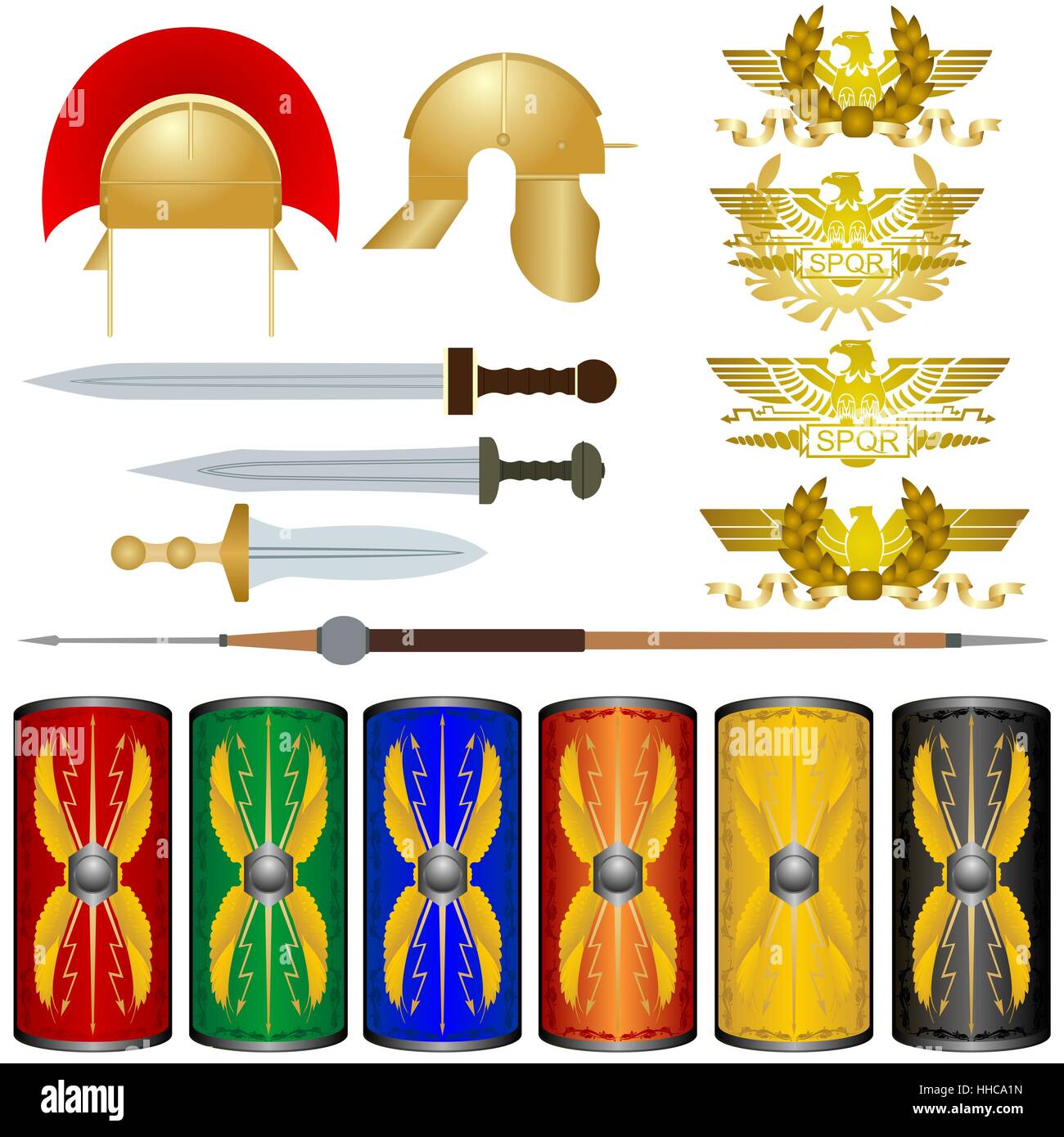 Weapons and symbols of the legions of ancient Rome. The illustration on ...