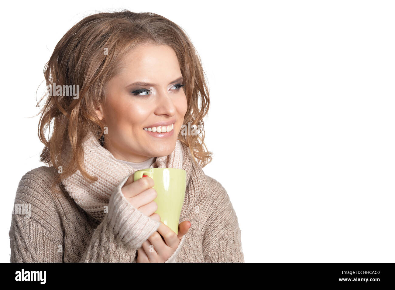 beautiful young girl drinking tea Stock Photo - Alamy
