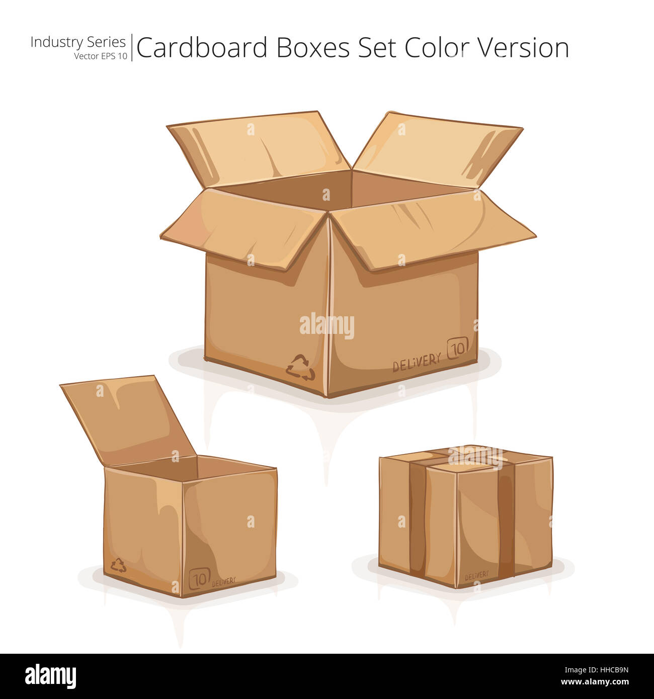 Abstract set of Cardboard Boxes. Color series. Vector EPS10 Stock Photo ...