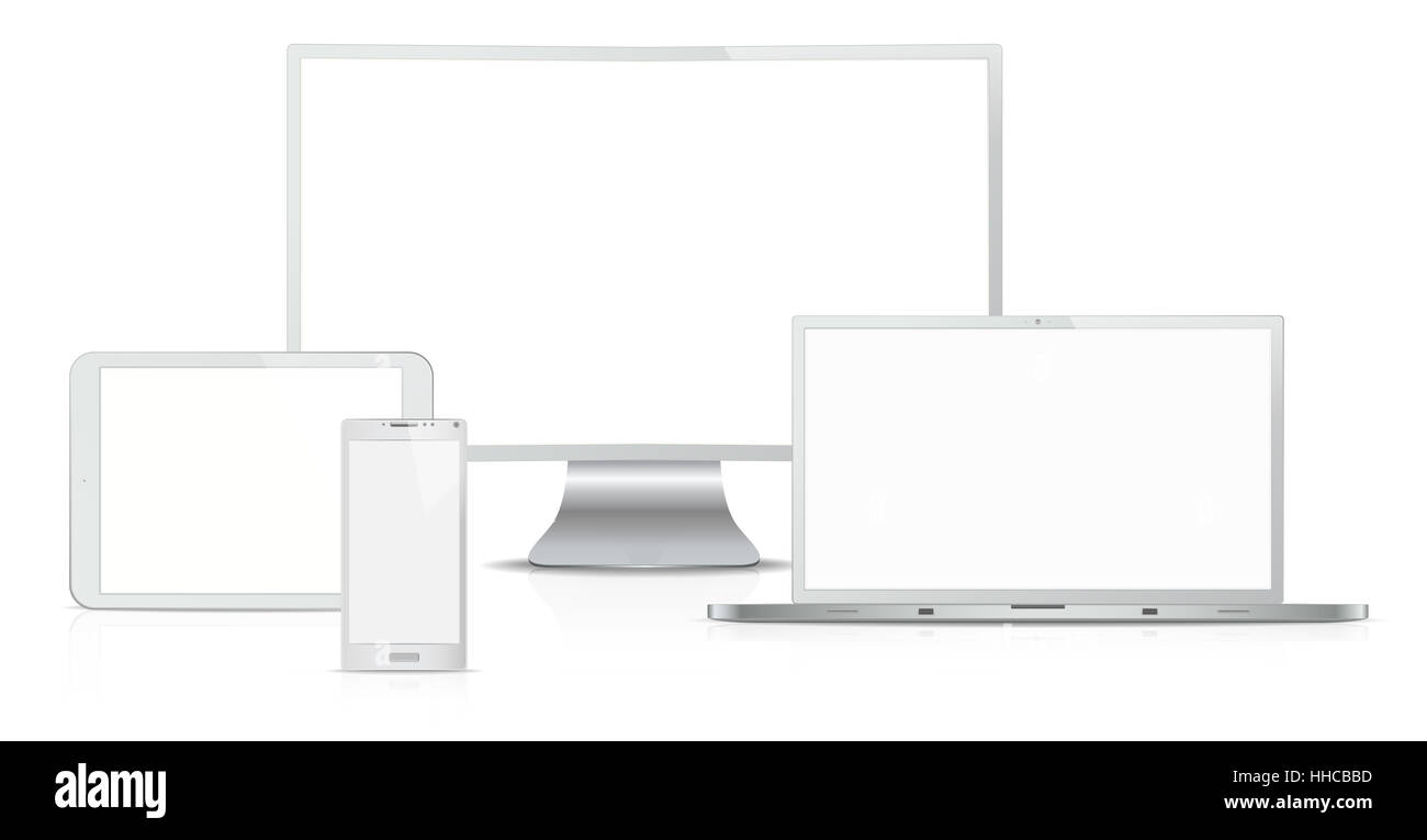 Vector of Non Branded Electronic devices. Steel. Front view. Copy Space ...