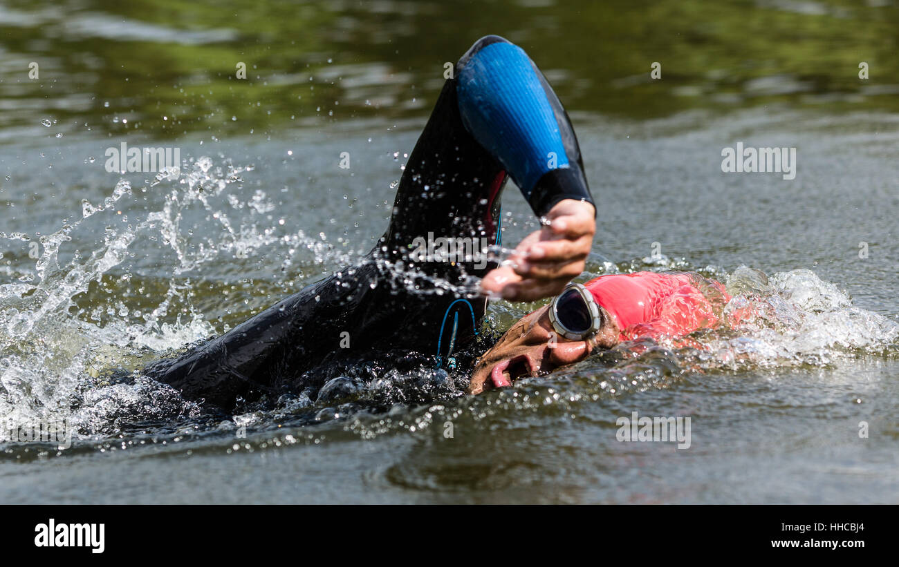 aquatic sport, contest, triathon, float, swimmer, man, swimming ...