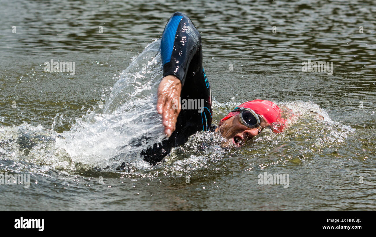 Aquatic sport contest triathon float hi-res stock photography and ...