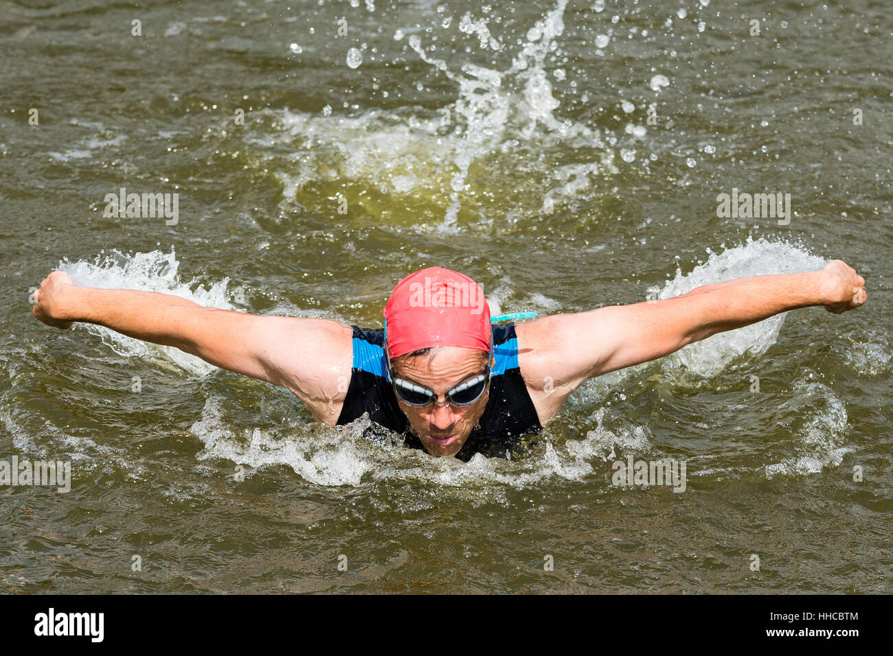 Aquatic sport contest triathon float hi-res stock photography and ...