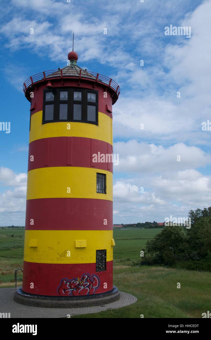 red yellow lighthouse in pilsum Stock Photo - Alamy