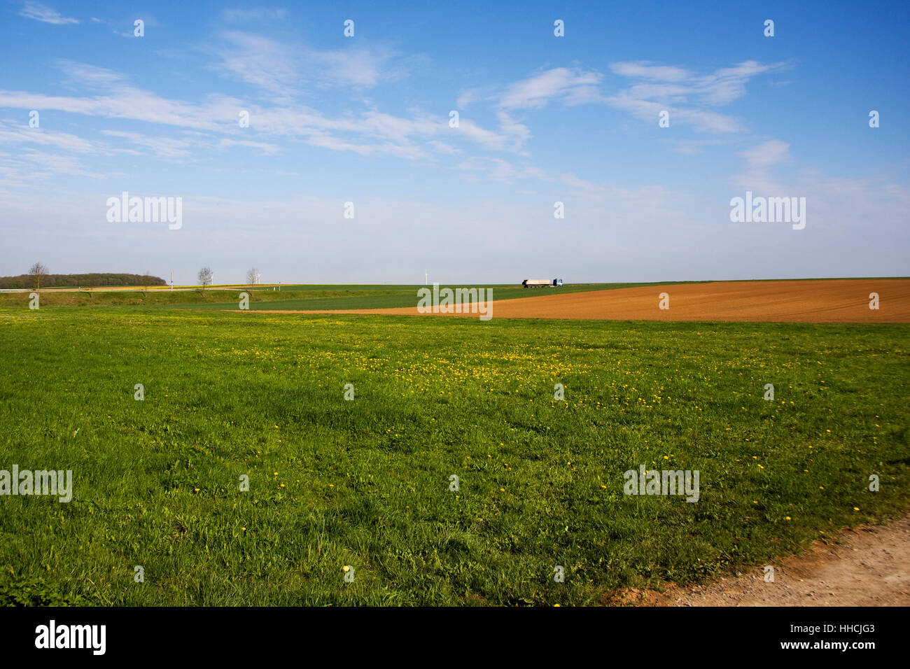 dirt road, field, spring, idyll, scenery, countryside, nature, meadow ...