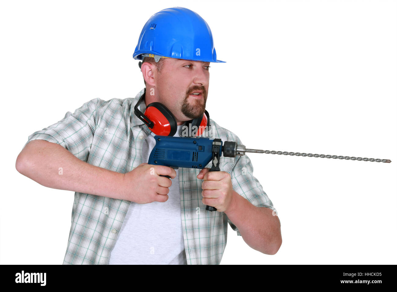 blue, build, closeup, blank, european, caucasian, carpenter, builder ...