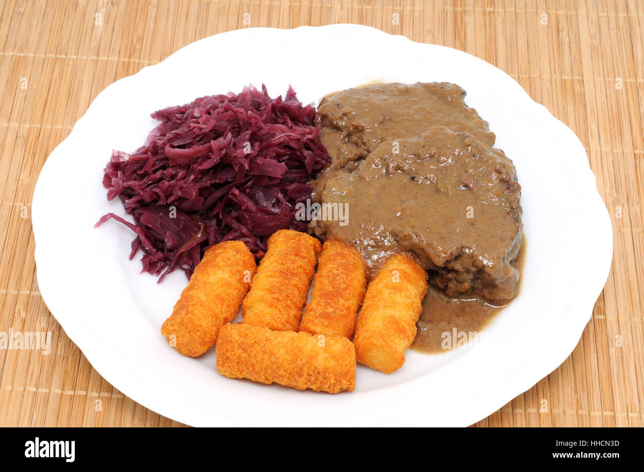 wild, red cabbage, plate, vegetable, wild boar, pig, food, dish, meal ...