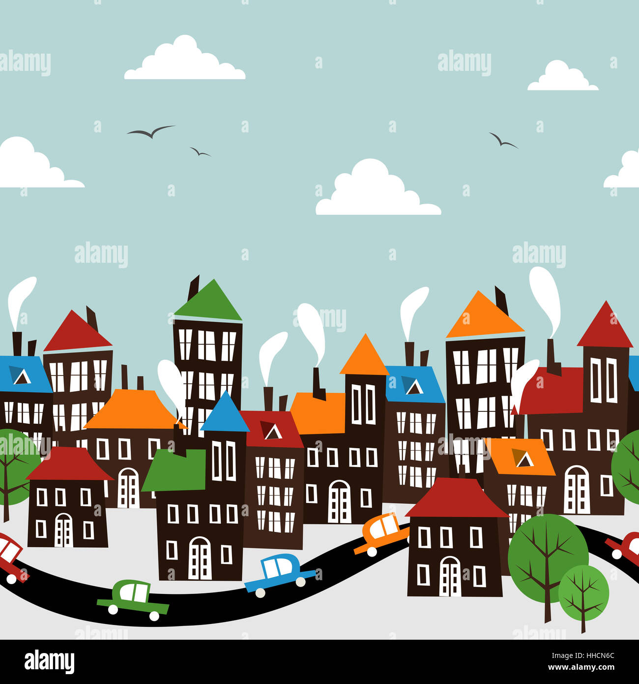 blue, house, building, city, town, colour, stone, winter, traffic Stock ...
