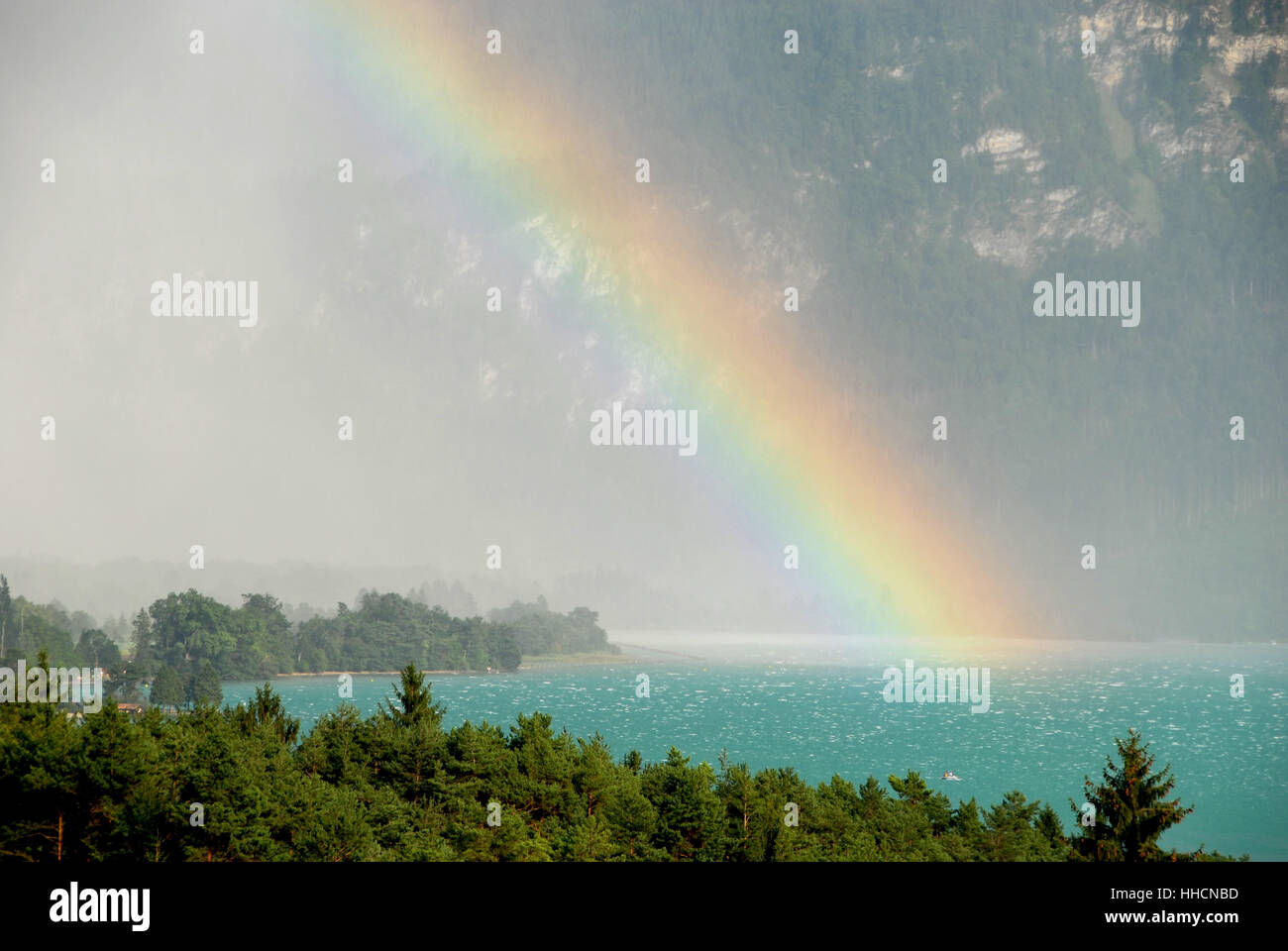 waters, cloud, alps, europe, switzerland, thunder-storm, rainbow, house ...