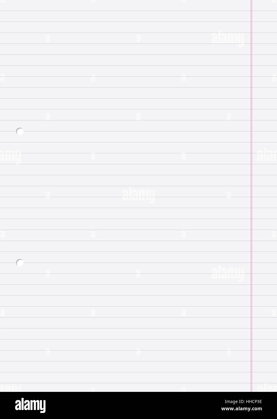 Vector, Illustration of Classic sheet of line Paper with holes Stock ...