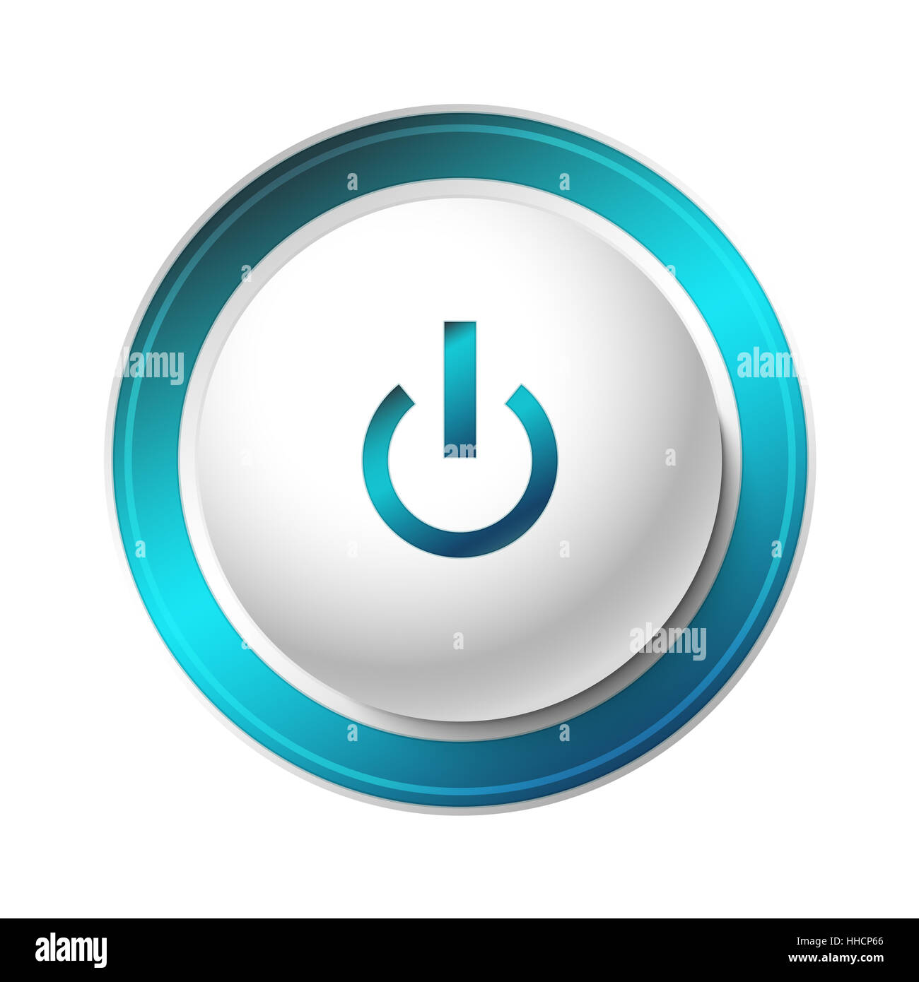 Vector Illustration of a Power Button. Blue light effect Stock Photo ...