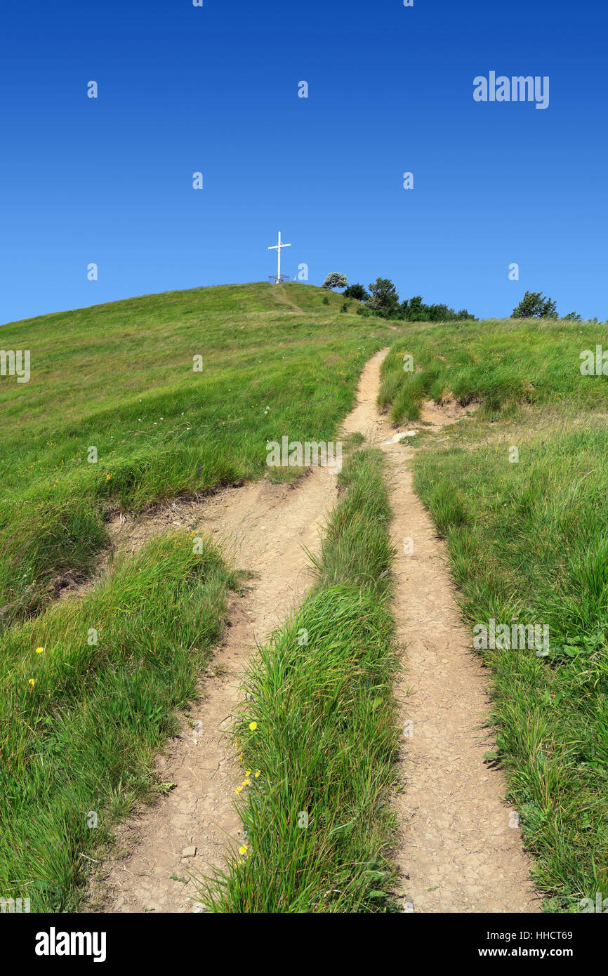 cross, country, path, way, meadow, mountain, grass, lawn, green, italy ...