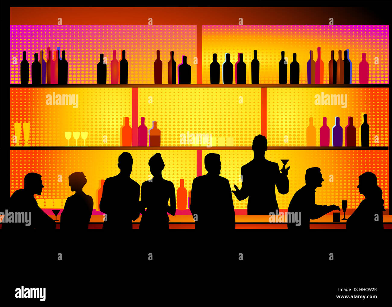 bar with bartender Stock Photo - Alamy