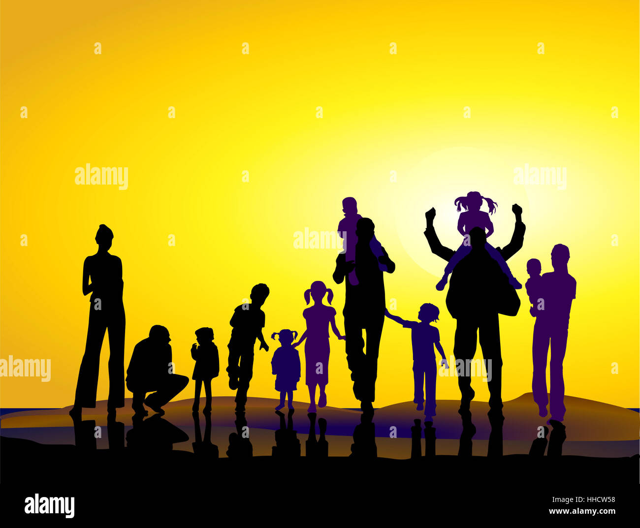 family before sundown Stock Photo - Alamy