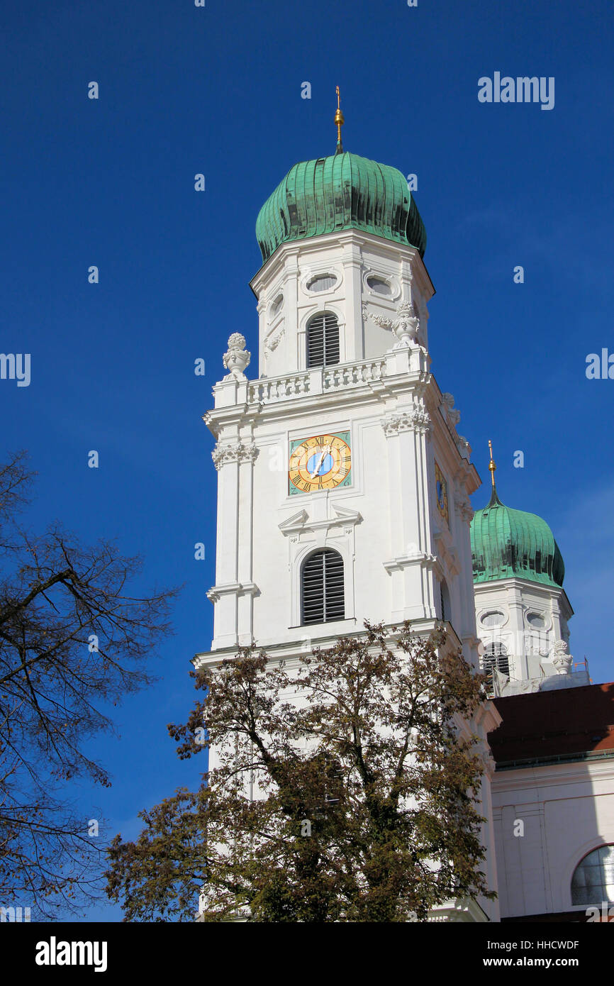 historical, baroque, bavaria, blue, tower, historical, green, cathedral ...