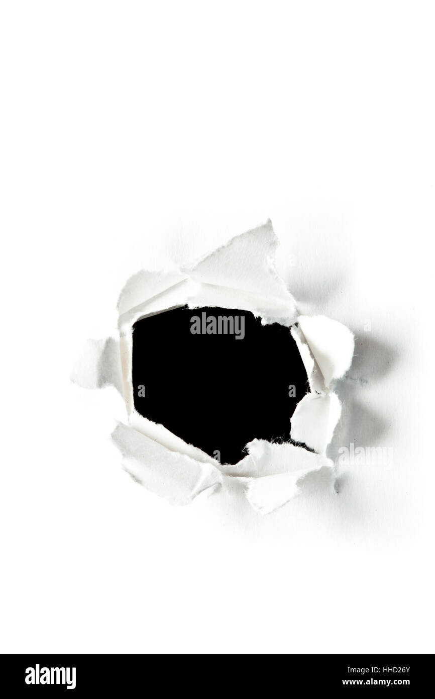 Circle hole in paper against white background Stock Photo - Alamy