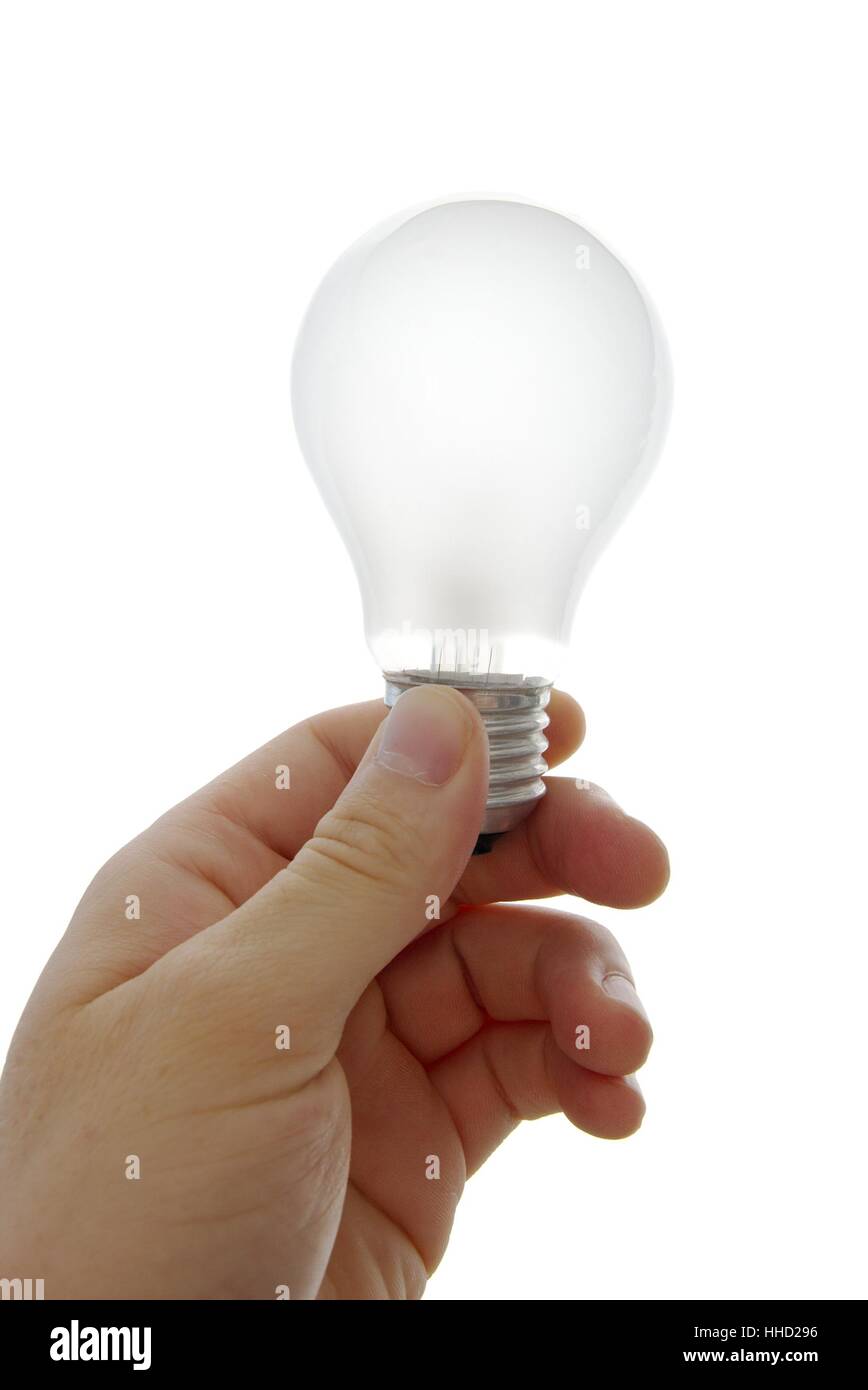 Lightbulb in a human hand isolated on white Stock Photo - Alamy