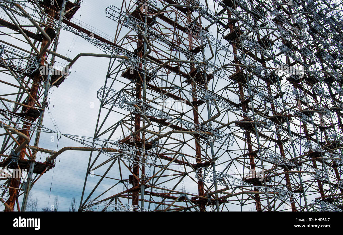 Soviet radar DUGA 3 near Chernobyl ghost town at Ukraine Stock Photo ...
