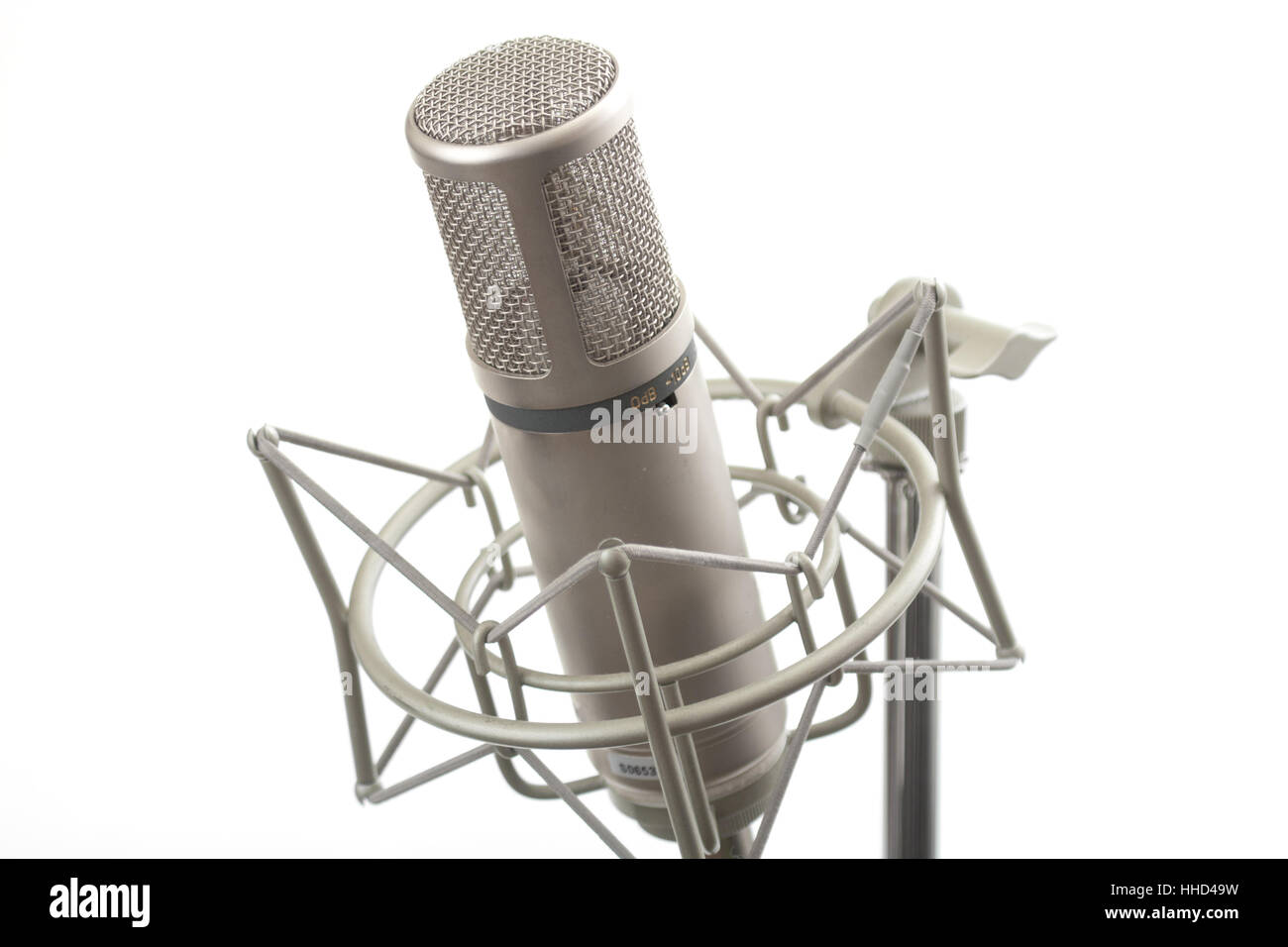 Studio microphone on stand with shock mount Stock Photo - Alamy