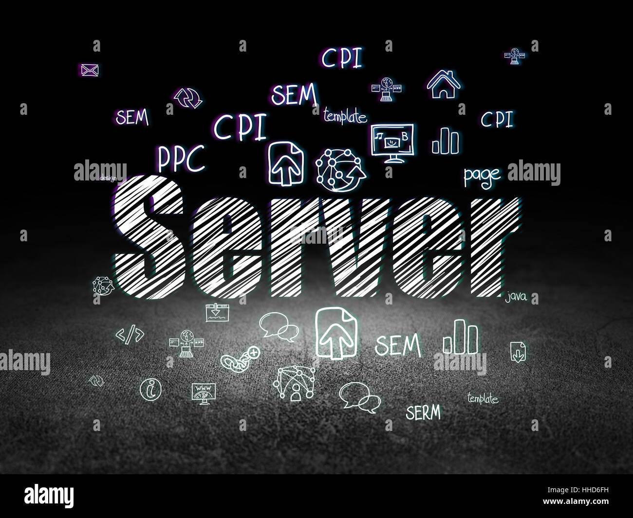 Web design concept: Server in grunge dark room Stock Photo - Alamy