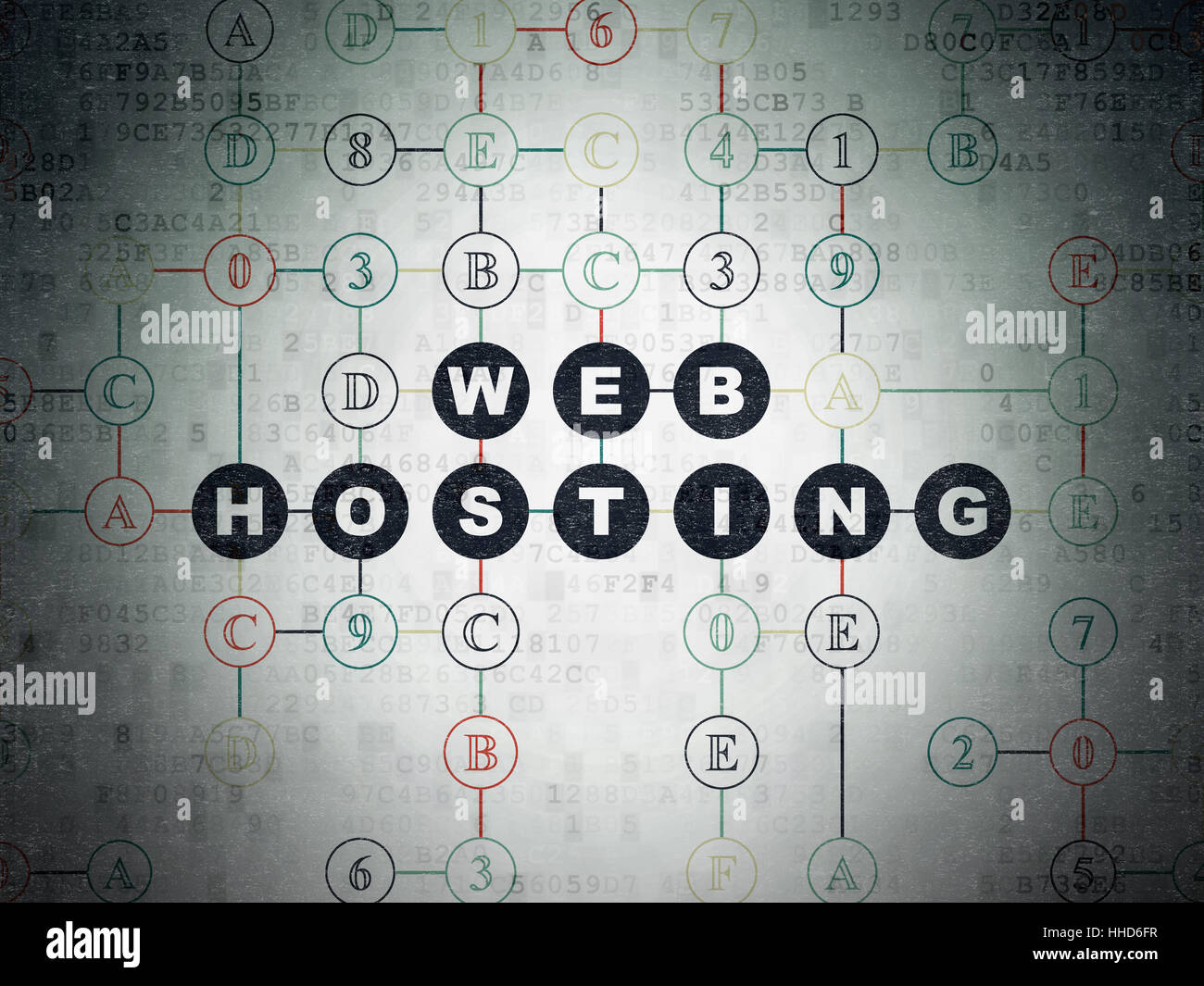 Web design concept: Web Hosting on Digital Data Paper background Stock ...
