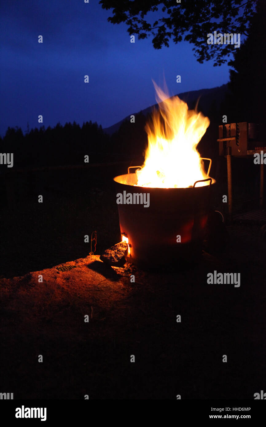 blue, night, nighttime, fire, conflagration, firmament, sky, blue ...