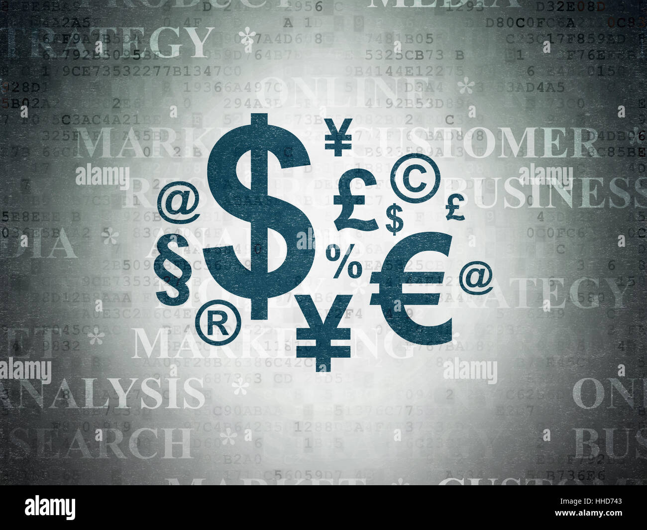 Advertising concept: Finance Symbol on Digital Data Paper background ...