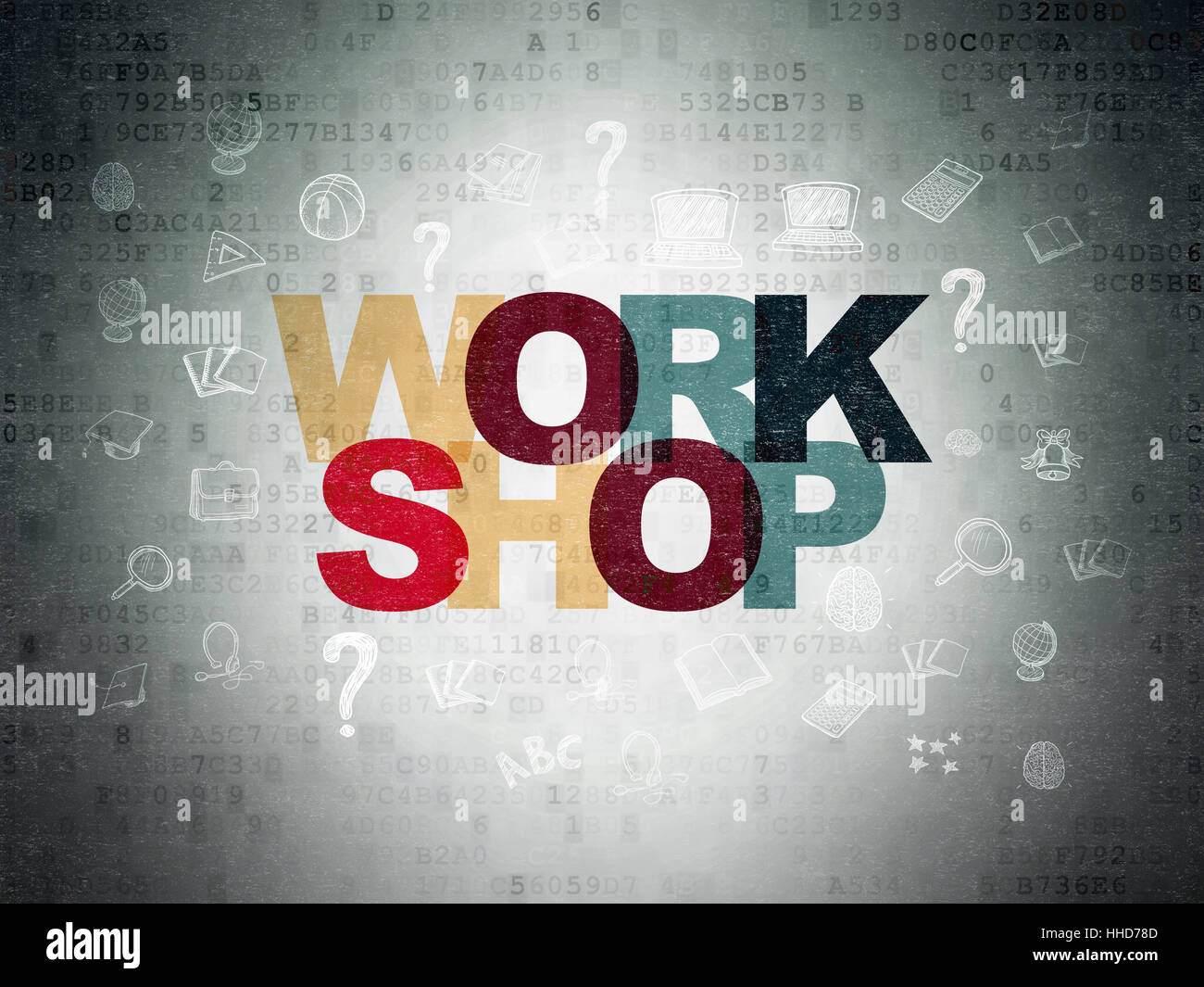 Studying concept: Workshop on Digital Data Paper background Stock Photo ...