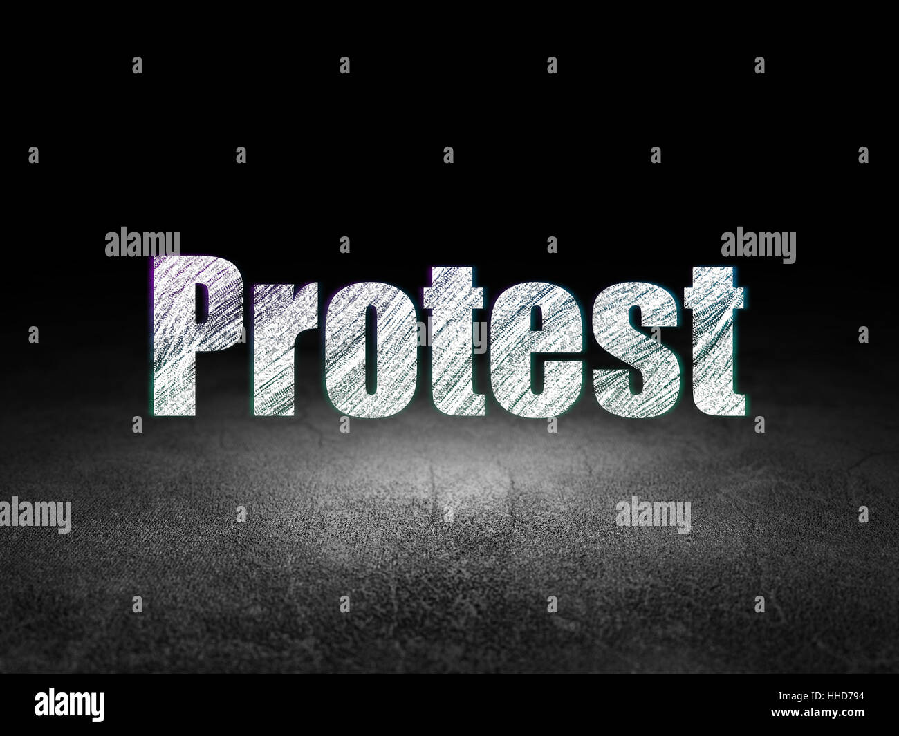 Political concept: Protest in grunge dark room Stock Photo - Alamy